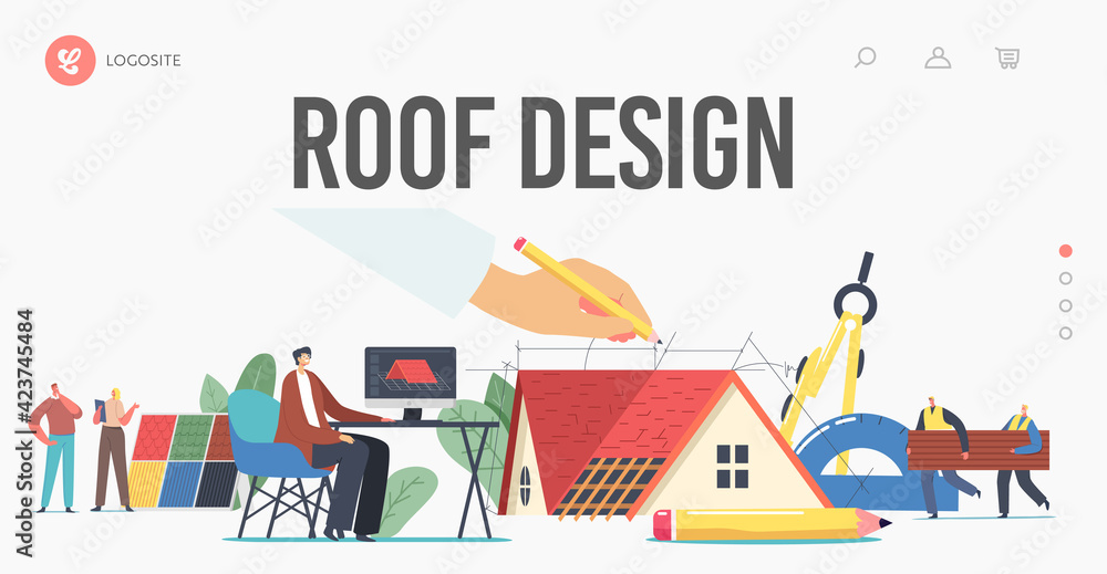 Characters Projecting Roof Design for Cottage House Landing Page ...