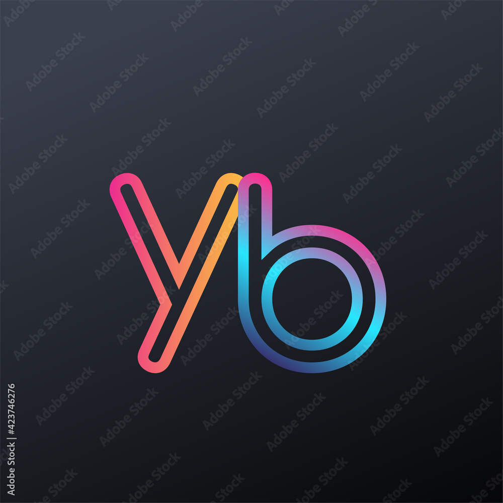 initial logo YB lowercase letter, colorful blue, orange and pink ...