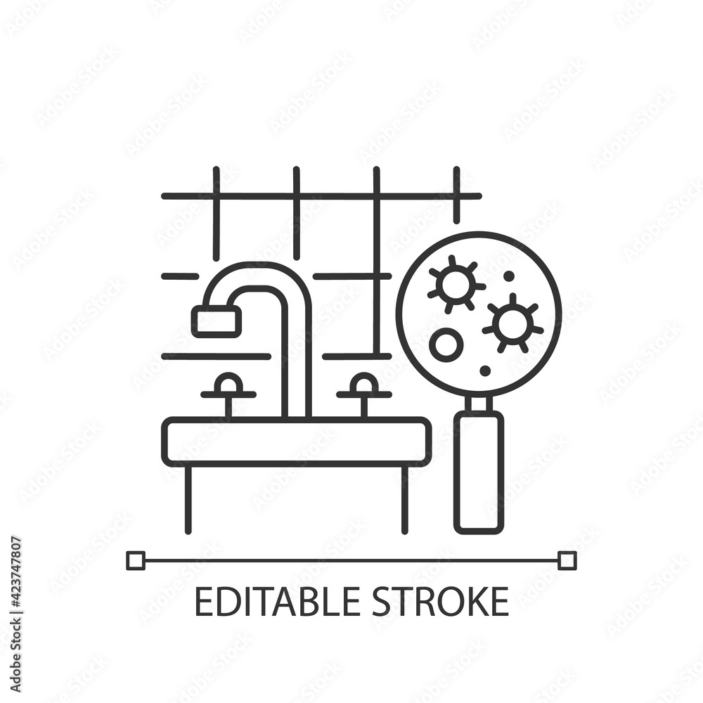 Mold linear icon. Molds and bacteria can produce dangerous microscopic ...