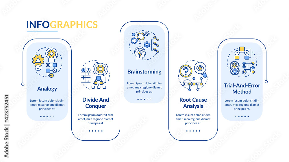 Problem solving tactics vector infographic template. Creative thinking ...