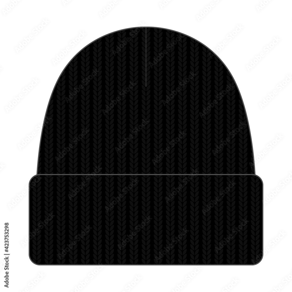 Black Beanie Hat Template On White Background, Vector File Stock Vector ...