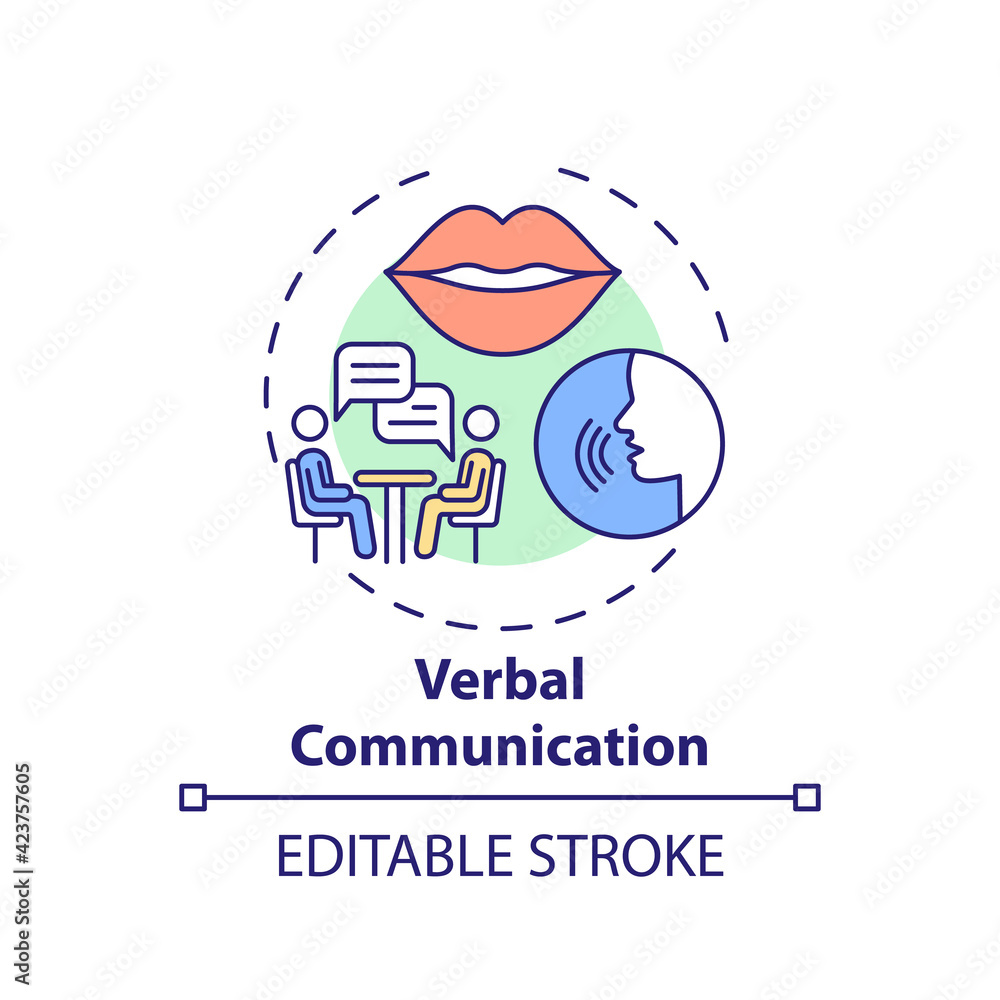 Verbal communication concept icon. Conversational skills. Form ... Verbal communication concept icon. Conversational skills. Form ...