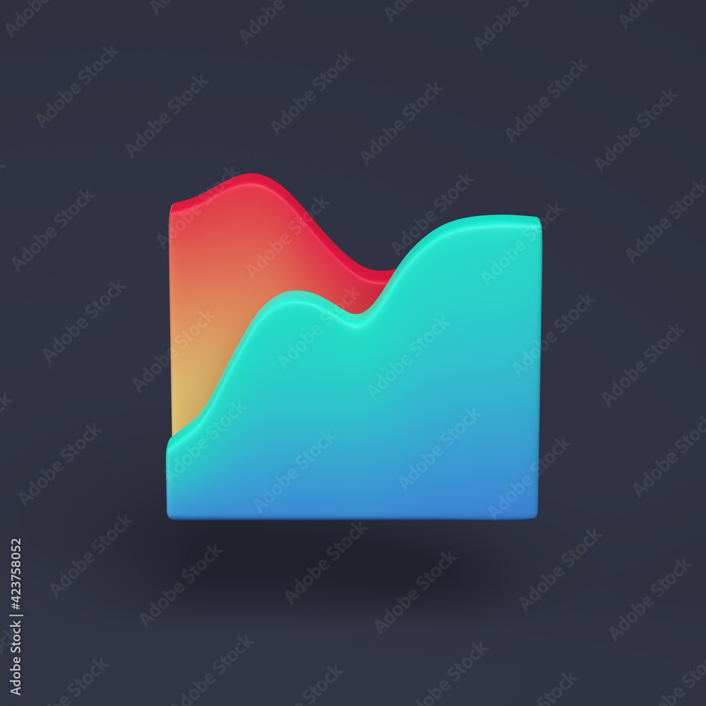 Simple wave diagram icon with colorful gradients 3D illustration on ...