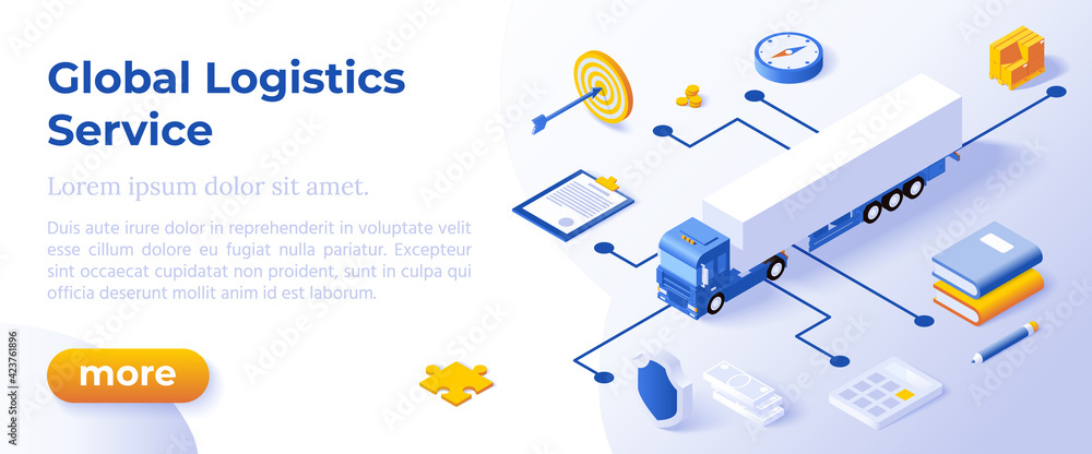 GLOBAL LOGISTICS CONCEPT - Isometric Design in Trendy Colors ...