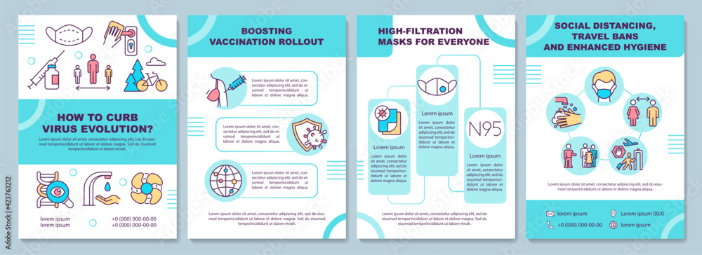Curbing virus evolution brochure template. High-filtration masks. Flyer ...