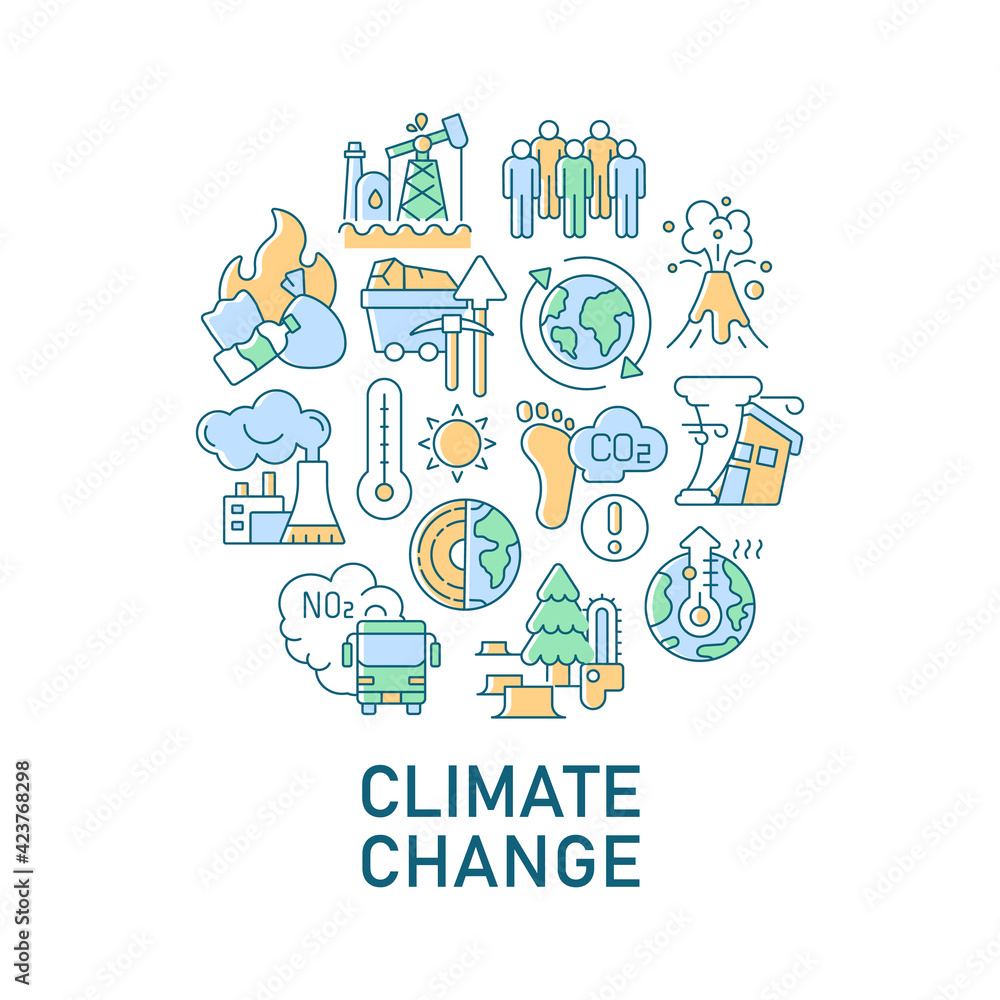 Vetor de Climate change abstract color concept layout with headline ...