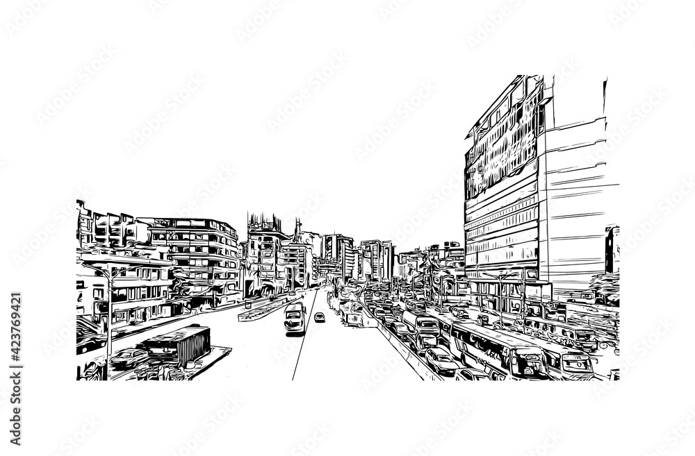 Building view with landmark of aka is the capital city of Bangladesh ...