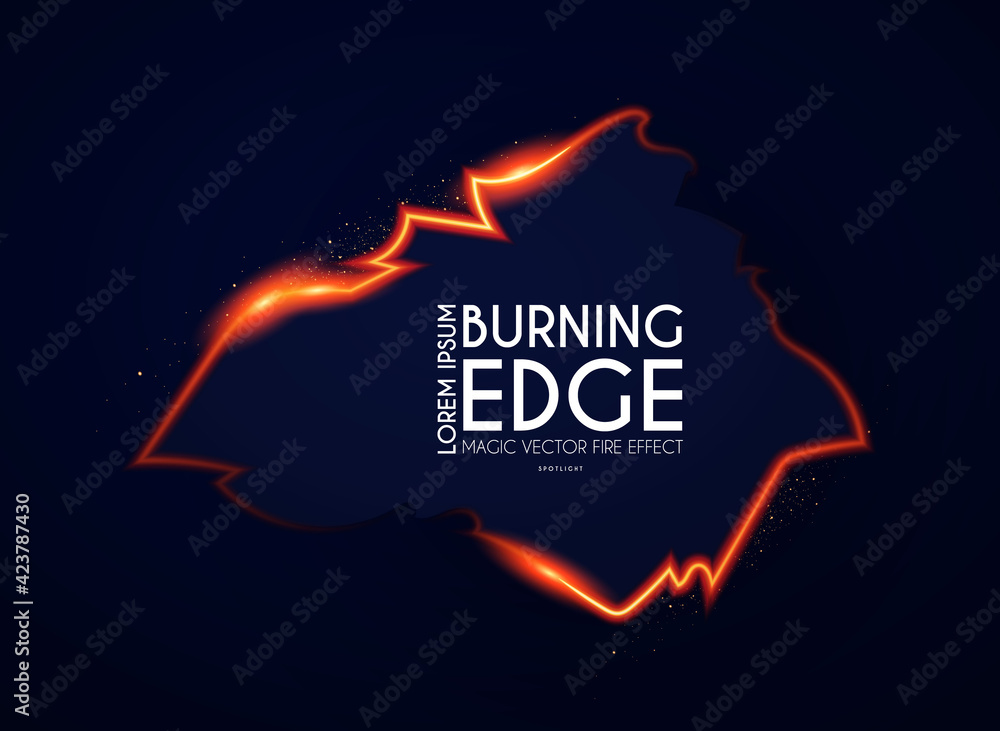 Burining ragged edge shining design. Fire and light effect. Shining ...