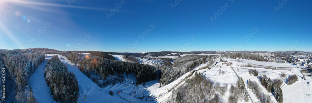 Stockfoto Saint George ski jump and ski slopes of Winterberg ski lift ...