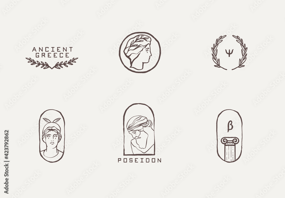 Ancient Greek Aesthetics, modern logotypes Stock Vector | Adobe Stock