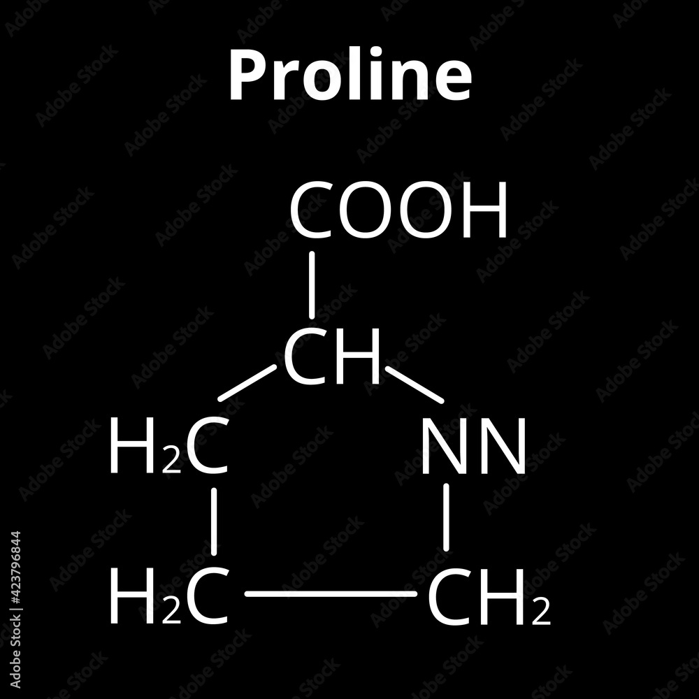 Amino acid Proline. Chemical molecular formula proline amino acid ...