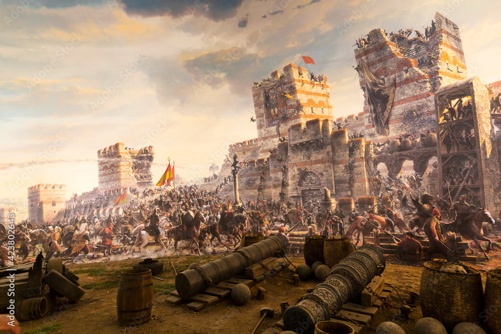 ISTANBUL, TURKEY - 6 JUNE , 2016:Fall of Constantinople in 1453 ...