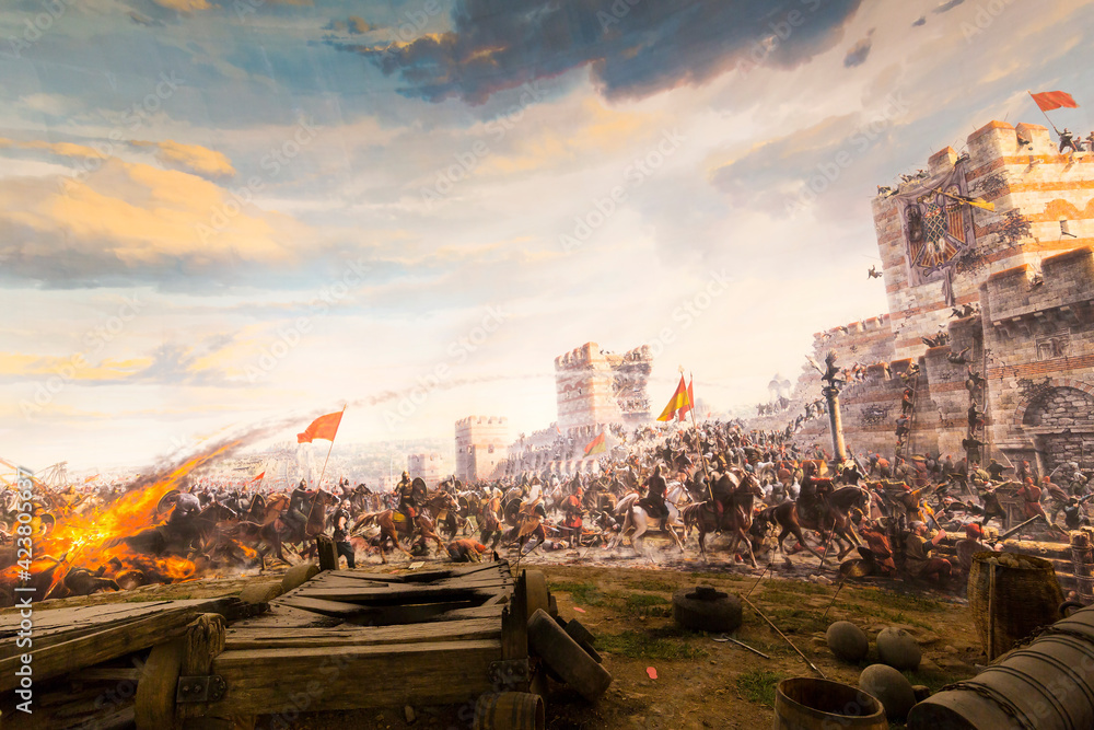 ISTANBUL, TURKEY - 6 JUNE , 2016:Fall of Constantinople in 1453 ...