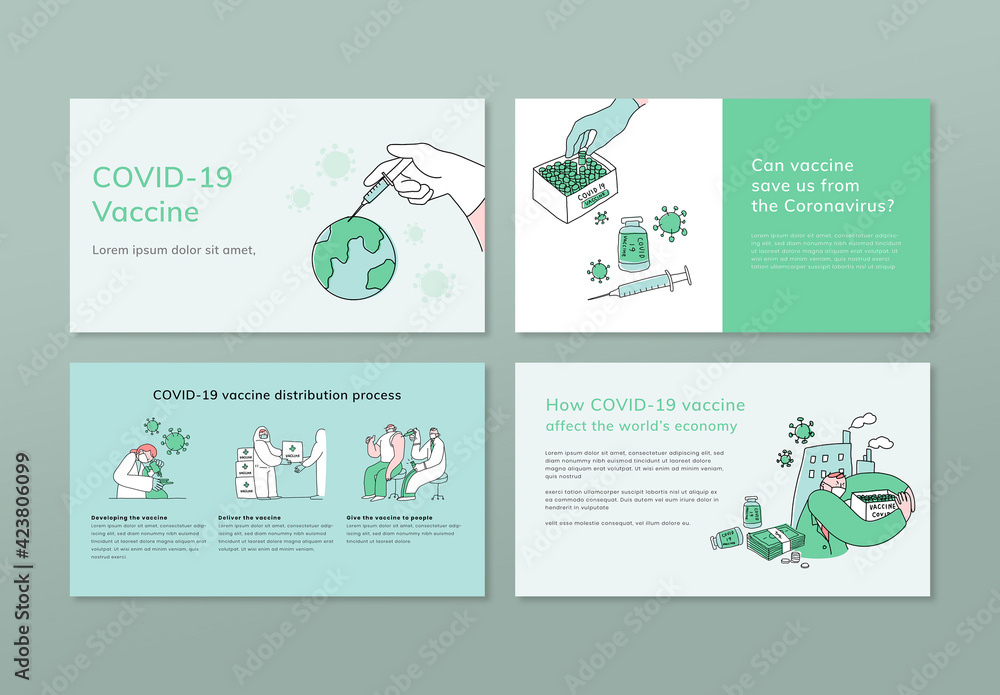 Covid 19 Layout Presentation Doodle Design Stock Template | Adobe Stock