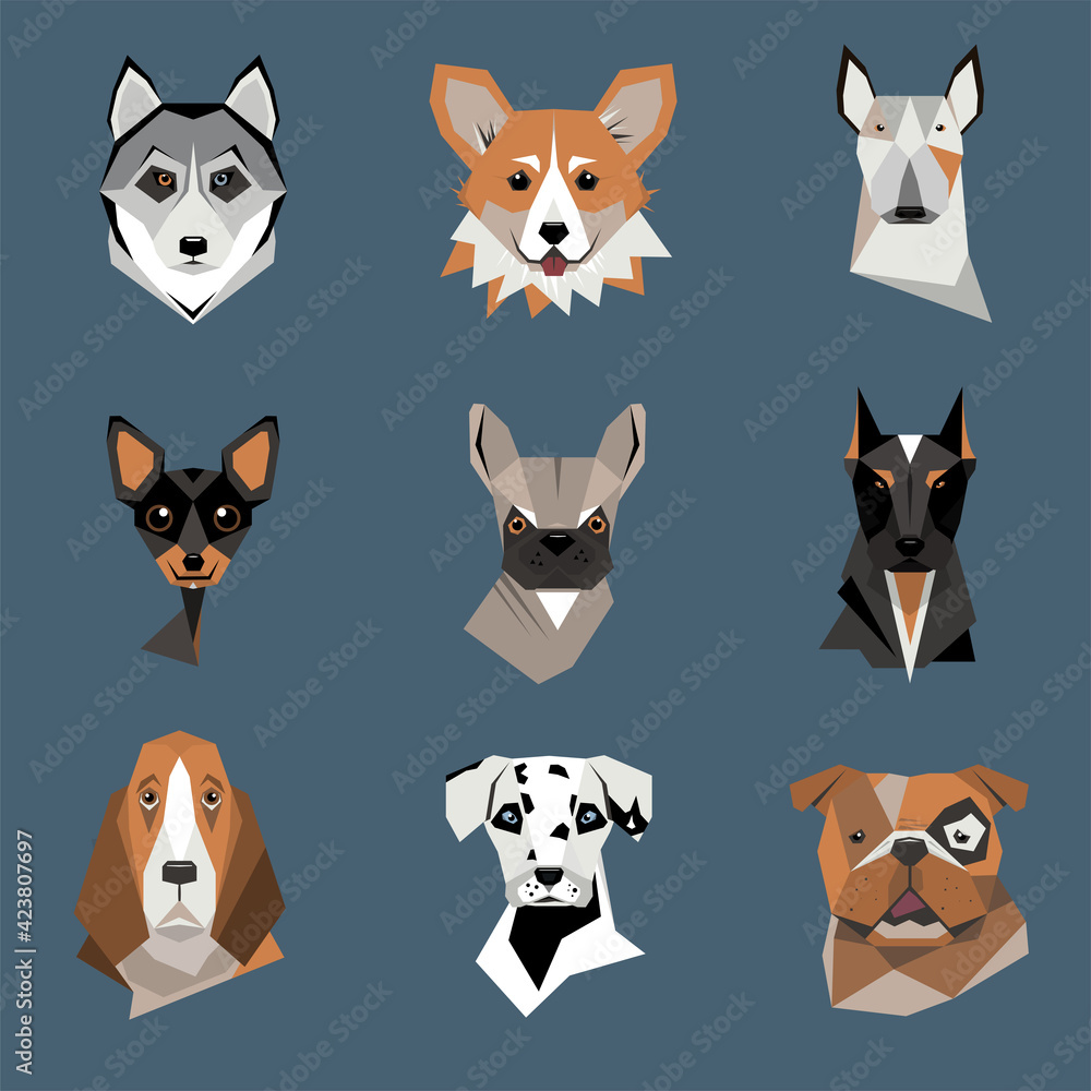 Dogs. Vector set. Popular dog breeds Stock Vector | Adobe Stock