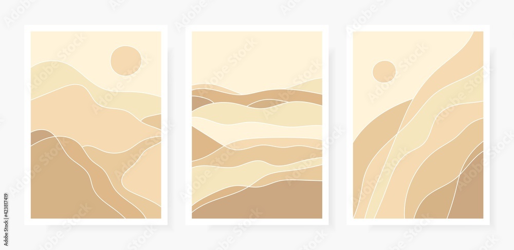 Abstract poster banner art background beige golden sand in desert with ...