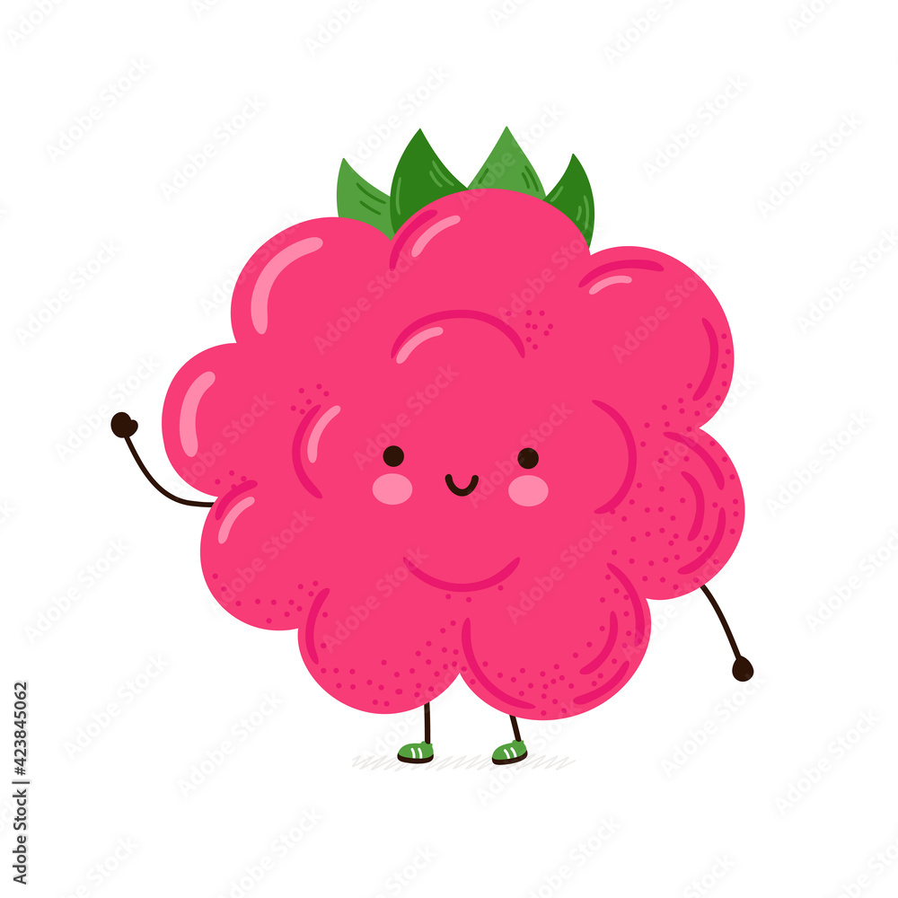 Cute funny Raspberry character. Vector hand drawn cartoon kawaii ...