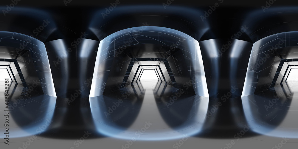 360 spherical panorama view of futuristic empty technology building ...