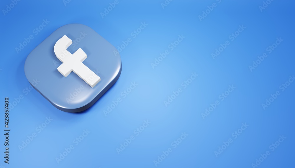 facebook logo icon blue background design clean and simple 3d render ...