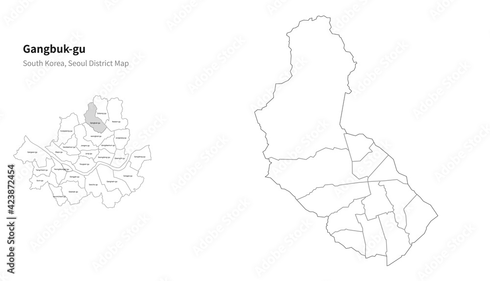 Gangbuk-gu map. Seoul district map vector. Stock Vector | Adobe Stock