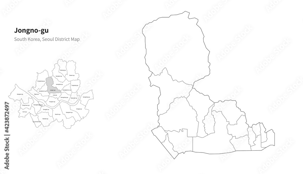 Jongno-gu map. Seoul district map vector. Stock Vector | Adobe Stock