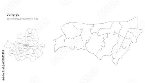 Jung-gu map. Seoul district map vector. Stock Vector | Adobe Stock