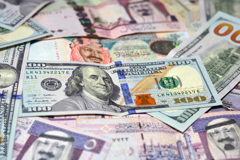 ollection of Saudi Arabia money background, different Saudi riyals ...