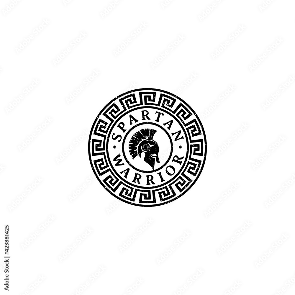 Rustic Ancient Greek Figure Coin with Spartan Warrior Helmet and Border ...