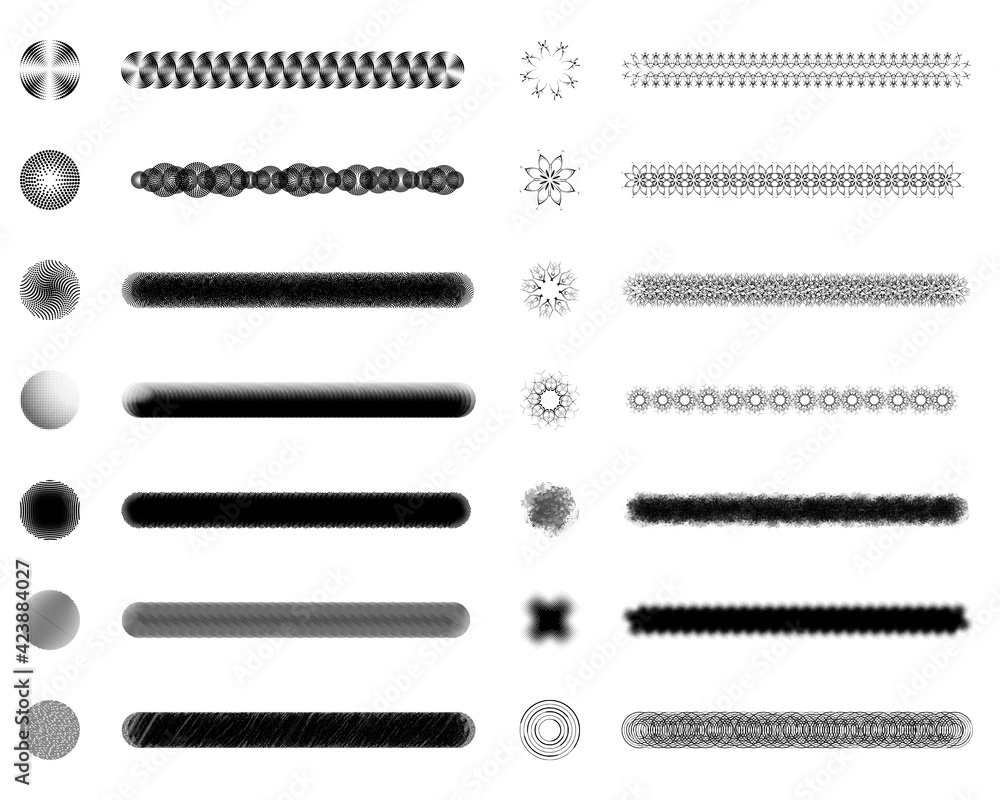 Set of 14 fixed and random scatter brushes + symbols (sprayer ...