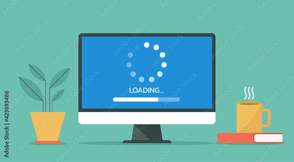 computer loading process concept, system software update and upgrade ...