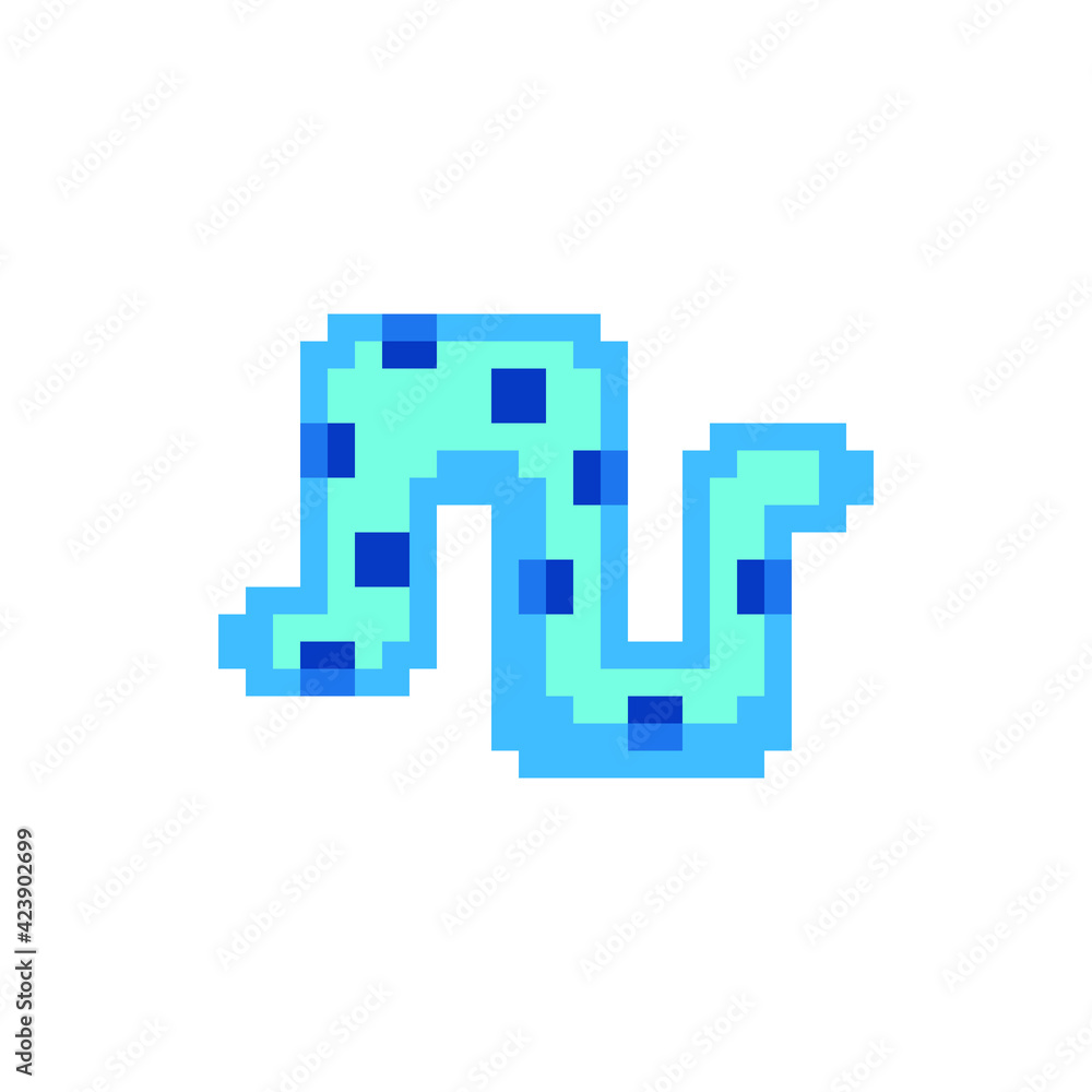 Worm pixel art icon. Micro organisms, virus, germs and bacilli ...