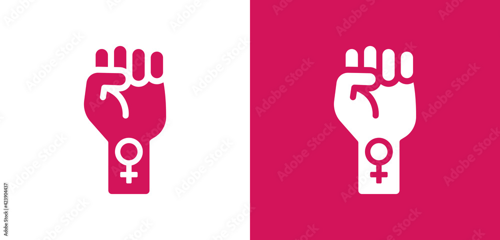 Woman symbol, feminism power, female gender sign inside a fist hand for ...