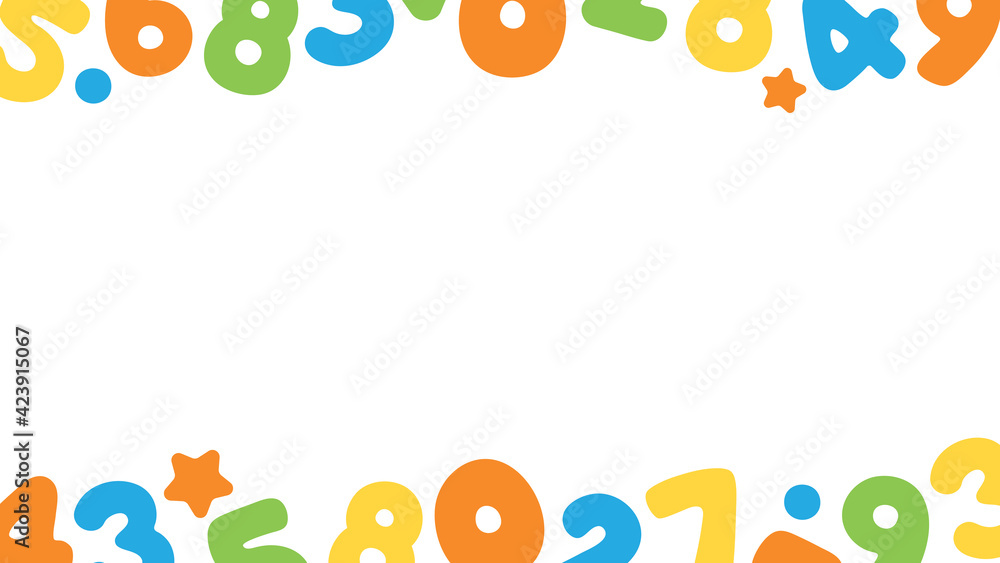 Colorful and playful numbers top and bottom border background. Perfect ...