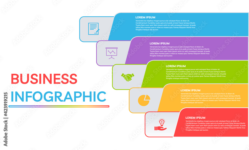 Infographic in horizontal bar surface with icons for writing ...