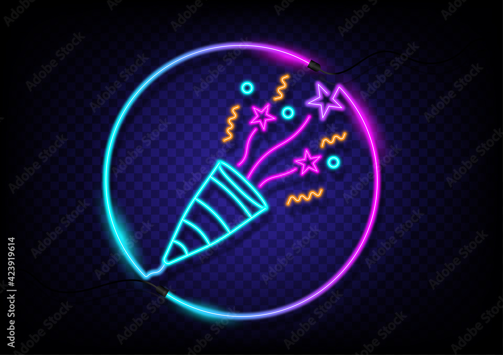 Celebrate party neon icon. Illuminated Fluorescence graphic vector ...