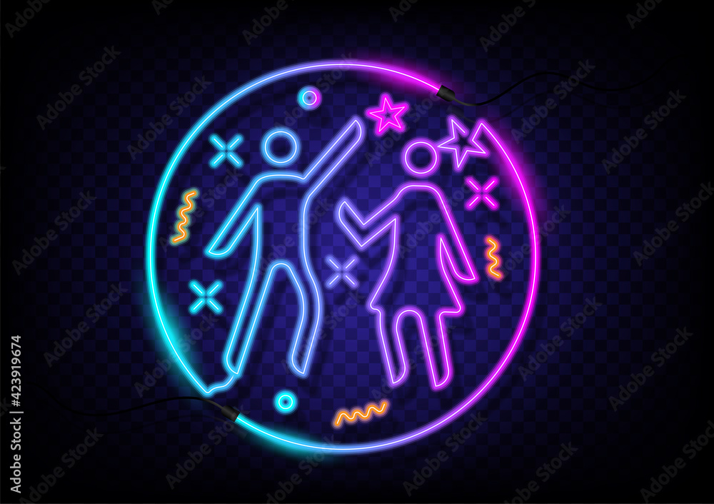 Celebrate party neon icon. Illuminated Fluorescence graphic vector ...