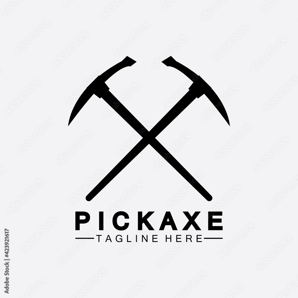 Pickaxe Logo Vector icon symbol illustration Design template, Mining ...