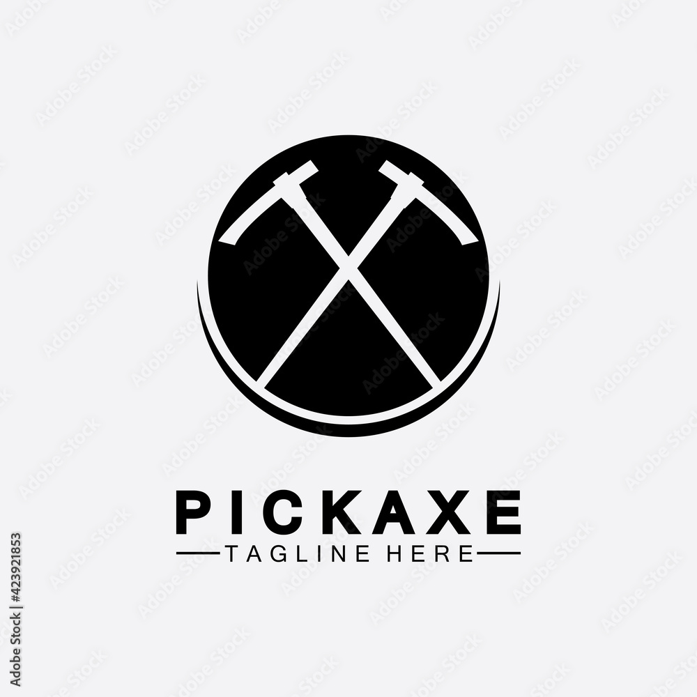 Pickaxe Logo Vector icon symbol illustration Design template, Mining ...