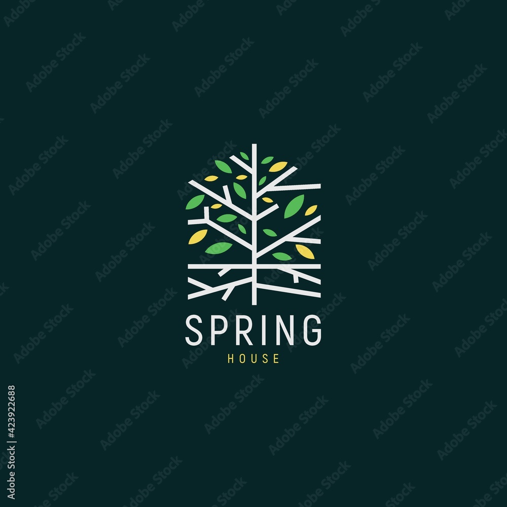 spring house icon logo premium vector illustration Stock Vector | Adobe ...