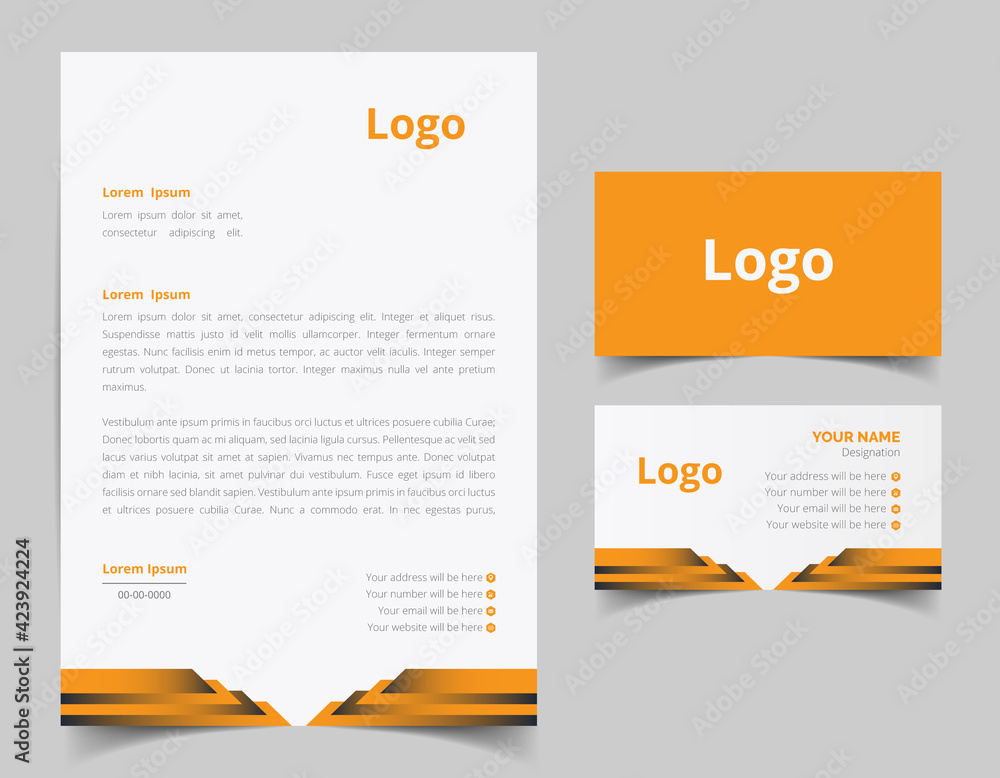 Professional creative letterhead and business card design. Corporate ...