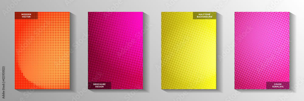 Cool point faded screen tone cover templates vector kit. Corporate ...