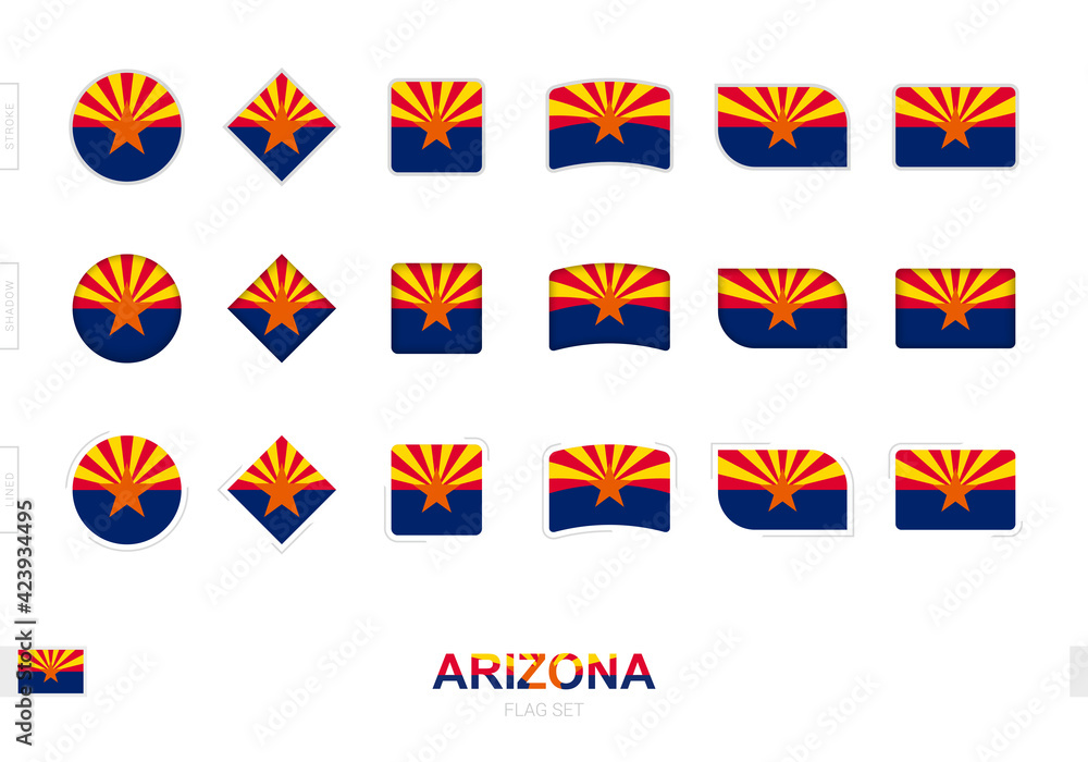 Arizona flag set, simple flags of Arizona with three different effects ...