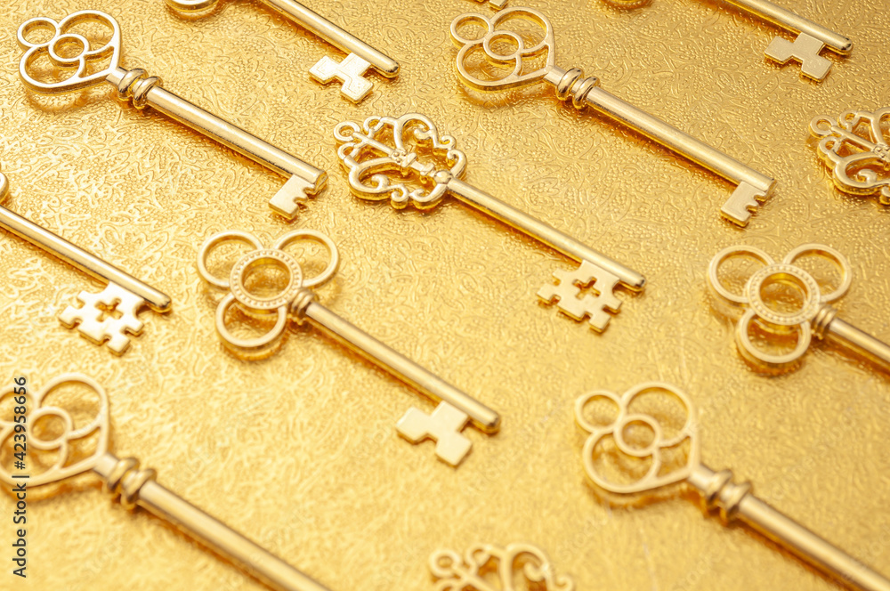 Secret wealth and the key to success concept with pattern of many ...