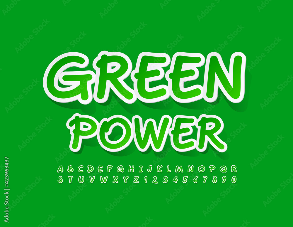 Vector eco concept Green Power. Handwritten style Font. Creative ...