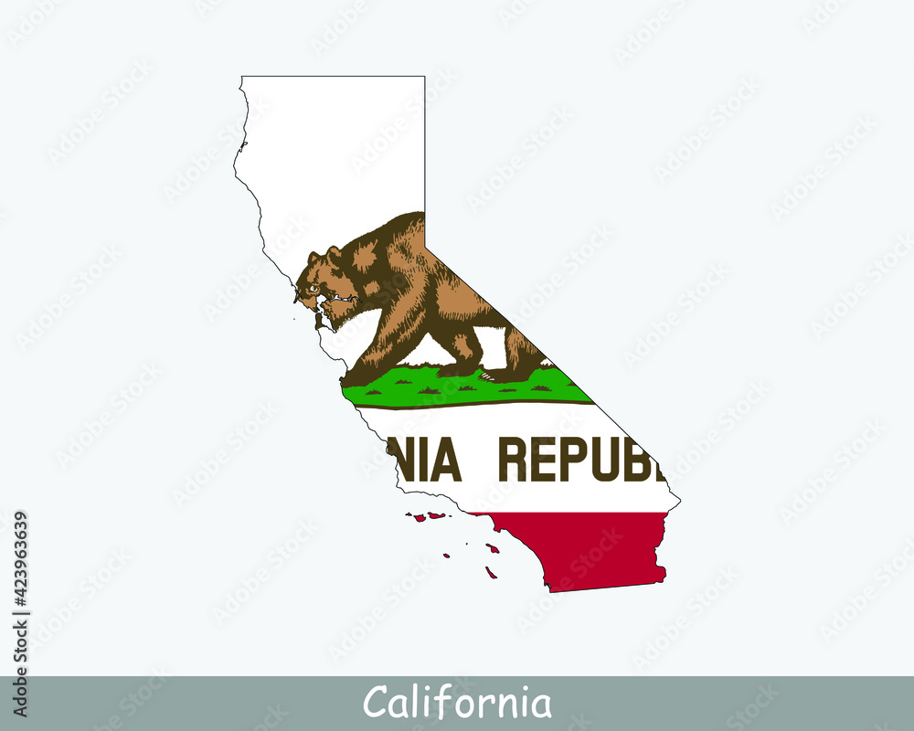 California Map Flag. Map of California, USA with the Californian state ...