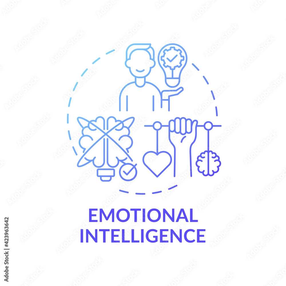 Emotional intelligence blue gradient concept icon. Psychological skills ...
