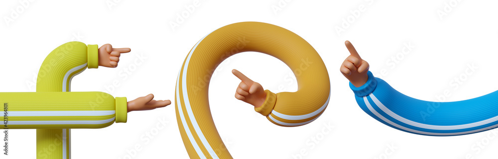 3d render, set of cartoon character hands, clip art isolated on white ...