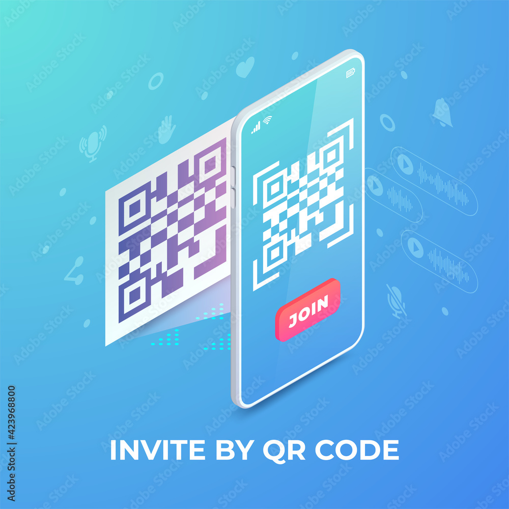 Invite By QR Code banner, Social media network app, join online chat ...