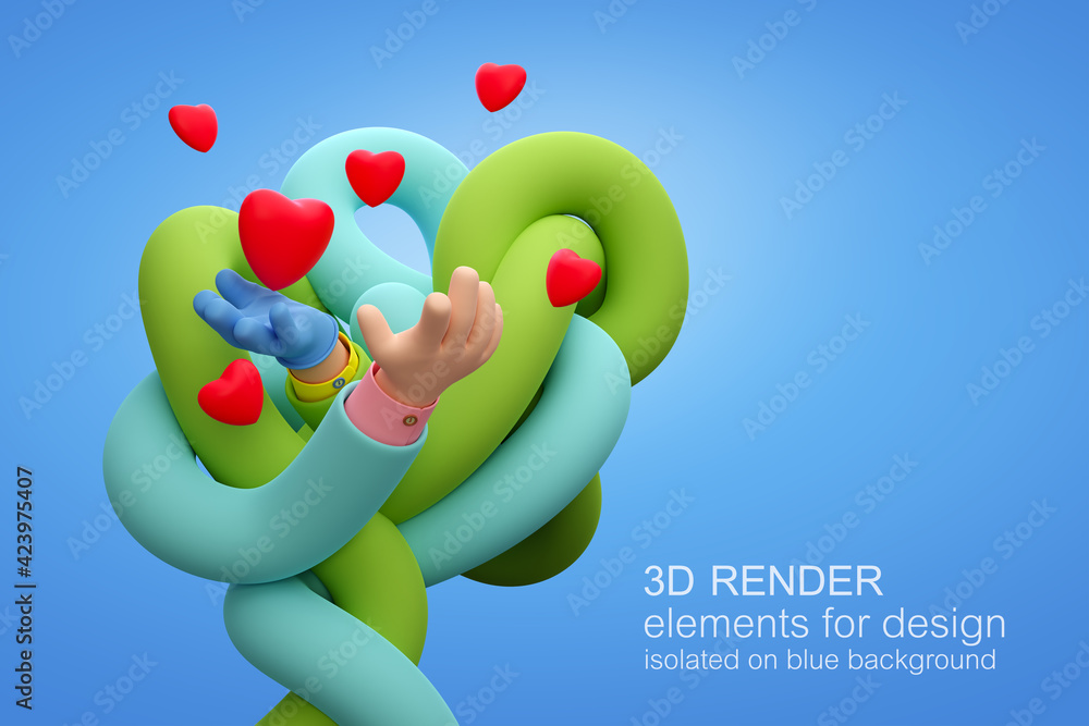 Cartoon hands in rubber medical glove tied in a knot with the other ...