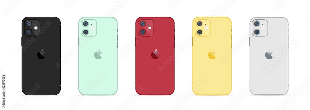 Set of Iphone 12 mock up. Realistic Smart phone set. UI UX white user ...